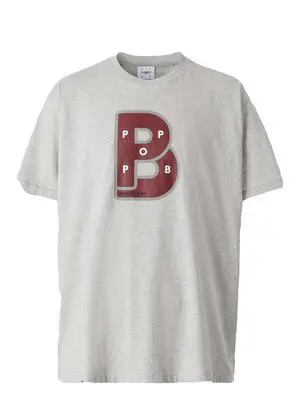 Burberry Letter Graphic Cotton T-shirt - Pale Grey Melange