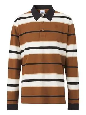 Burberry Longsleeved Monogram Polo Shirt - Brown White Black