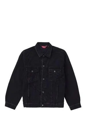 Supreme Logo Denim Trucker Jacket - Washed Black