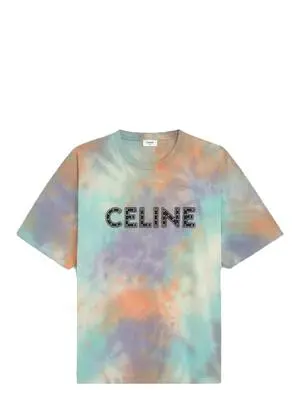 Celine Loose Cotton T-shirt With Studs - Multicolor