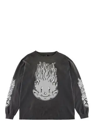 SAINT MXXXXXX Fire Baby Long Sleeve Tee Shirt - Vintage Black