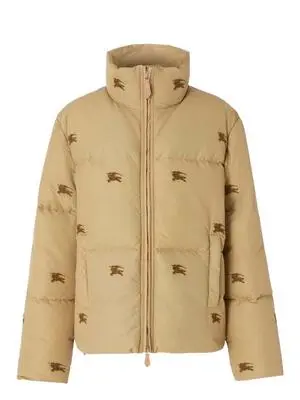 Burberry Embroidered Nylon Puffer Jacket - Camel