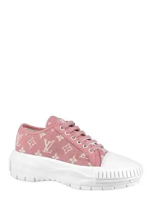 LOUIS VUITTON Squad Low Monogram Denim Sneakers - Rose Clair Pink/white