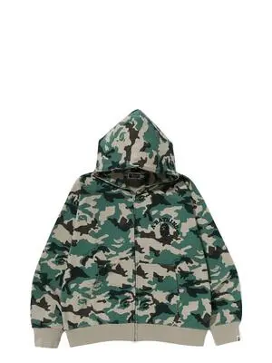 A BATHING APE Woodland Camo Loose Fit Full Zip Hoodie Olive Drab