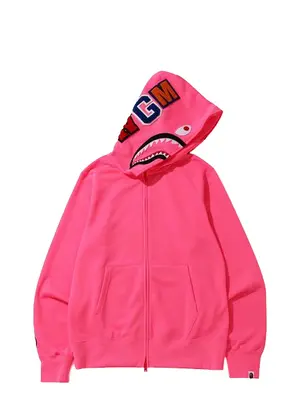 A BATHING APE Neon Shark Full Zip Hoodie - Pink
