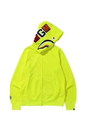 A BATHING APE Neon Shark Full Zip Hoodie - Yellow