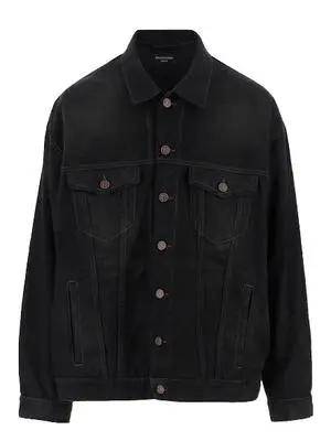Balenciaga Political Campaign Oversized Denim Jacket - Black