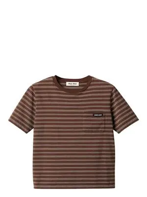 Miu Miu Miu Miu Stripe Jersey Tee F0o7e Cacao Bianco