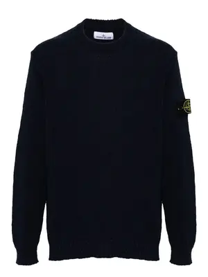Stone Island Compass-badge Knitted Jumper - Blue