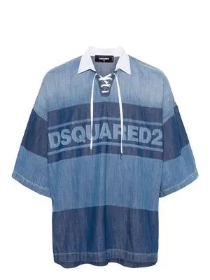 Dsquared2 Logo-print Denim Polo Shirt - Blue