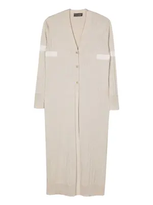 Lorena Antoniazzi Long Ribbed Cardigan Coat - Neutrals