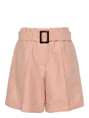 Lorena Antoniazzi Belted Pleated Thigh-length Shorts - Pink