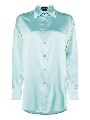 TOM FORD Satin Silk Shirt - Blue
