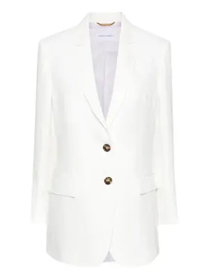 Alberta Ferretti Single-breasted Linen Blazer - White