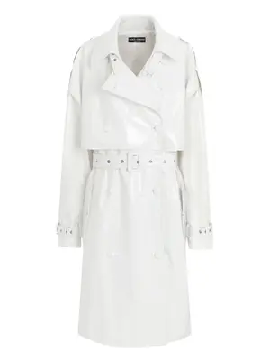 Dolce & Gabbana Belted Patent-finish Trench Coat - White