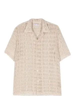 CMMN SWDN Crochet-knit Cotton Shirt - Neutrals