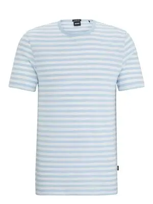 BOSS Striped Cotton-linen T-shirt - Blue