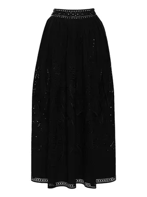 Alberta Ferretti Lace-detail Maxi Skirt - Black