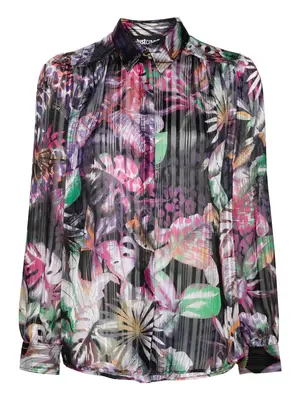 Just Cavalli Foliage-print Metallic Shirt - Purple