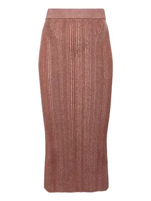 BOSS Ribbed-knit Pencil Skirt - Brown