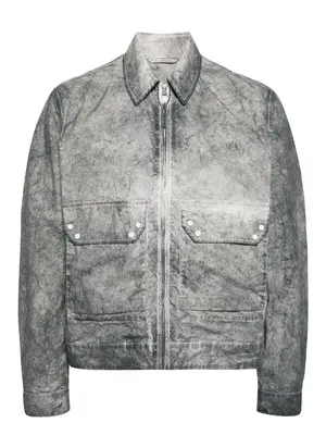 TEN C Zip-up Distressed-effect Shirt Jacket - Grey