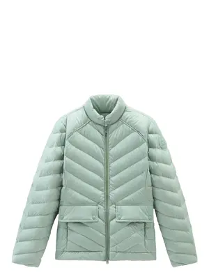 Woolrich Logo-appliqué Chevron-quilted Puffer Jacket - Green