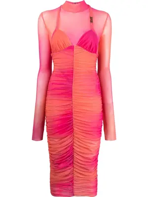 Versace Logo-plaque Ruched Dress - Pink