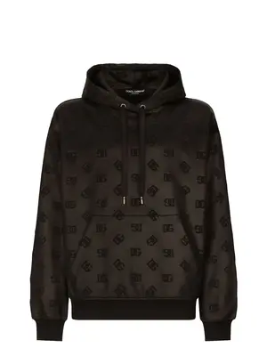 Dolce & Gabbana Embossed Logo Jersey Hoodie - Black