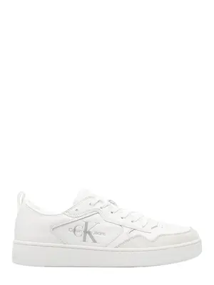 Calvin Klein Debossed-logo Leather Trainers - White