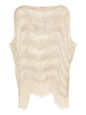 TWINSET Crochet Lamé Cape - Gold
