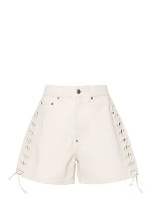 Stella McCartney Lace-up Cotton Shorts - Neutrals