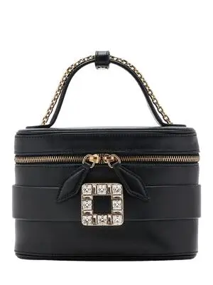 ROGER VIVIER Crystal-buckle Leather Vanity Micro Bag - Black