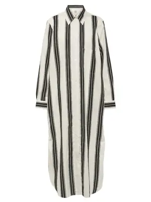 TOTEME Toteme Jacquard Striped Shirt Dress White