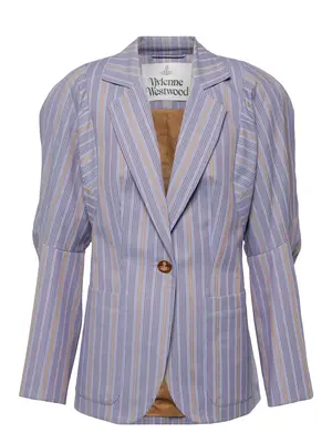 VIVIENNE WESTWOOD Pourpoint Striped Cotton Blazer - Purple