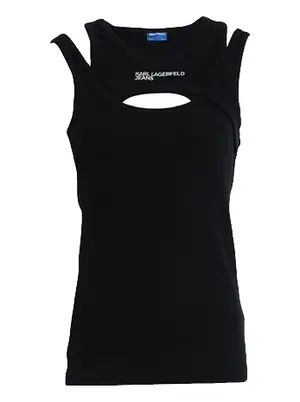 Karl Lagerfeld Layered Ribbed Tank Top - Black