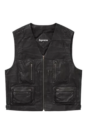 Supreme Patchwork Leather Cargo Vest - Black