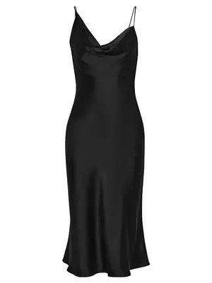 Stella McCartney Draped Satin Midi Slip Dress Black