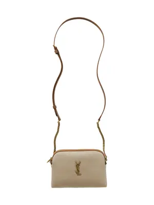 Saint Laurent Gaby Mini Embellished Canvas Shoulder Bag - Neutrals