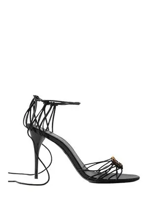 Saint Laurent Babylone Embellished Knotted Leather Sandals - Black