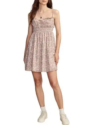 Lucky Brand Print Smocked Mini Dress - Pink Champagne Multi