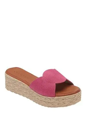 Cordani Cordani Britta Espadrille Platform Wedge Slide Sandal Fuchsia Suede