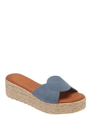 Cordani Britta Espadrille Platform Wedge Slide Sandal - Jeans Suede