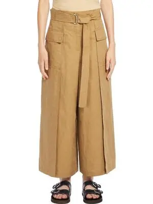 Max Mara Pinide Tie Waist Wide Leg Pants - Beige