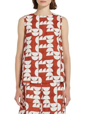 Max Mara Giusy Printed Sleeveless Top - Rust