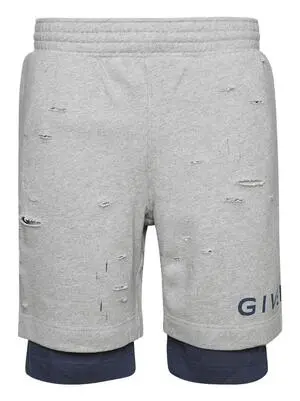 Givenchy Distressed Board Shorts - Grey