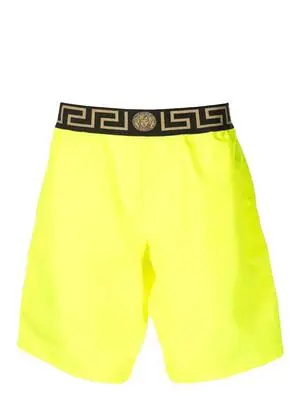 Versace Greca Long Swim Shorts - Fluo Yellow/black