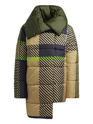 Adidas Ivy Park Halls Of Ivy Reversible Asymmetrical Puffer Jacket 2.0 - Pyrite/dark Blue/wild Pine