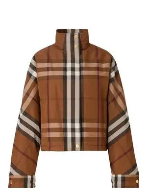 Burberry Check Cropped Jacket - Brown