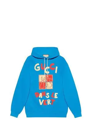 Gucci Cotton Jersey Hooded Sweatshirt - Blue