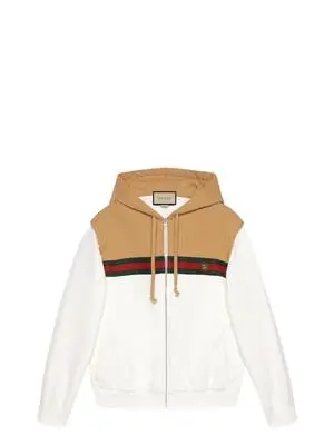 Gucci Cotton Sweatshirt With Web - Camel/ivory